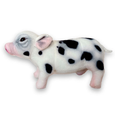 Real Planet™ Black & White Spotted Piglet Realistic Plush Stuffed Anim ...