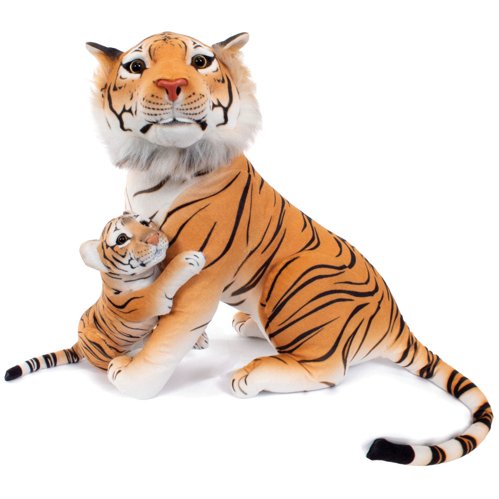 Real Planet™ Brown Tiger & Cub Realistic Plush Stuffed Animal – Real ...